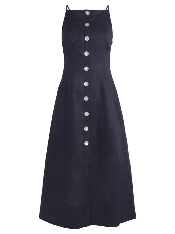 Veronica Beard Georges Linen Midi Dress - Navy