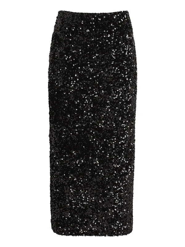Vince Sequinned Column Midi Skirt - Black