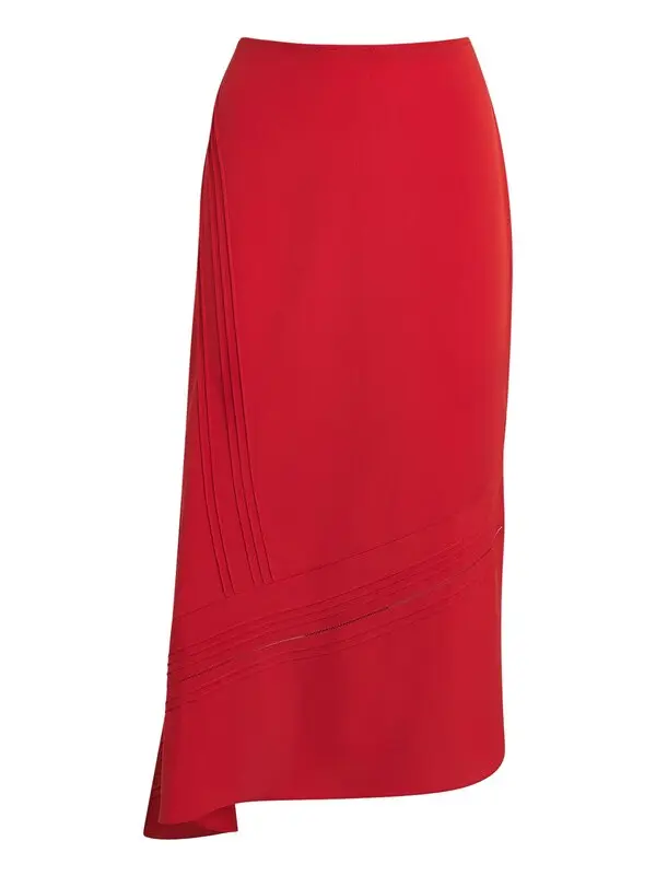 Vince Satin Pintuck Midi Slip Skirt - Red