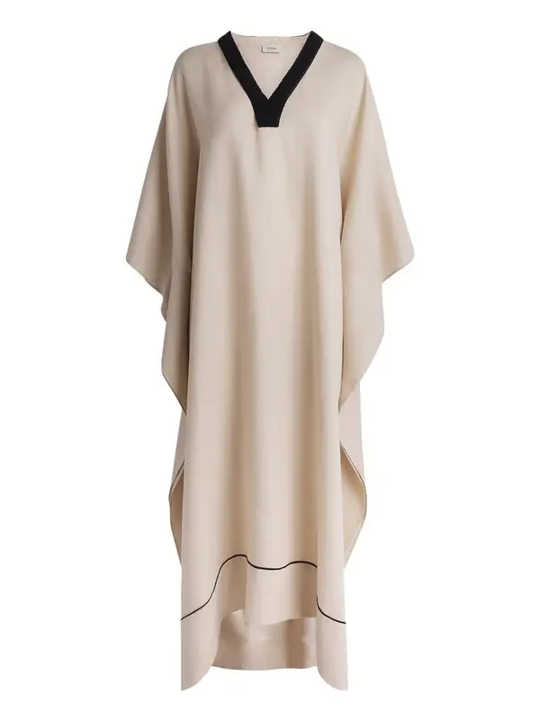 Agnona Linen V-neck Kaftan - Beige