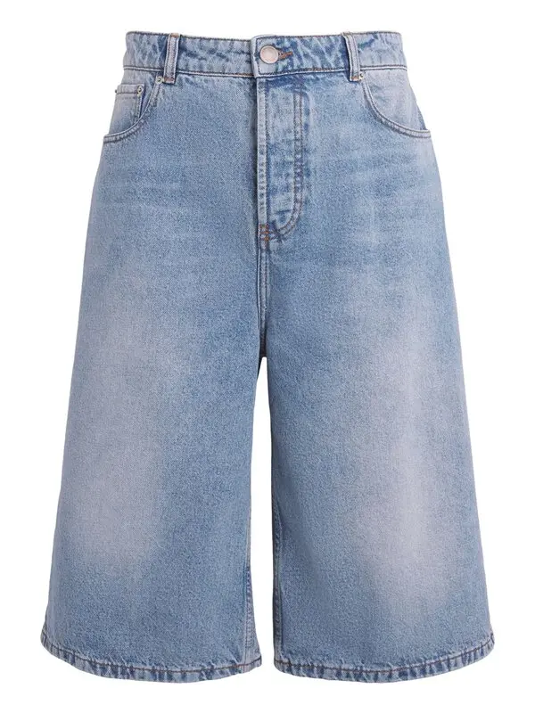 Ami Oversized Bermuda Jean Shorts - Blue