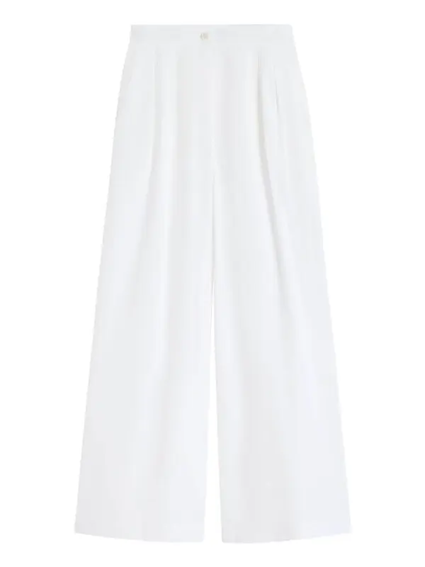 Max Mara Cotton Wide-leg Trousers - White