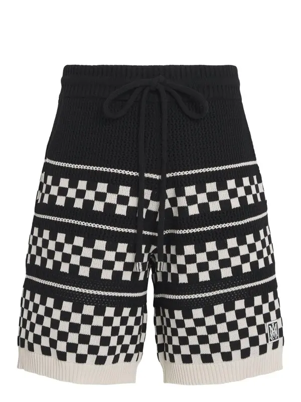 Amiri Wool-blend Mesh Check Shorts - Green