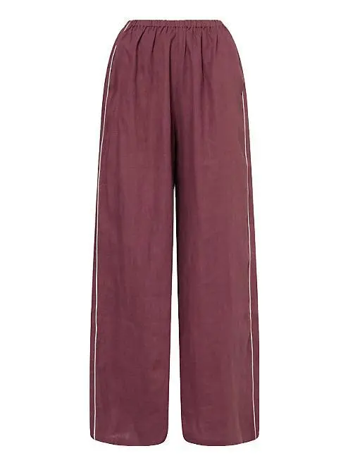 Second Summer Wide-leg Linen Trousers - Cherry