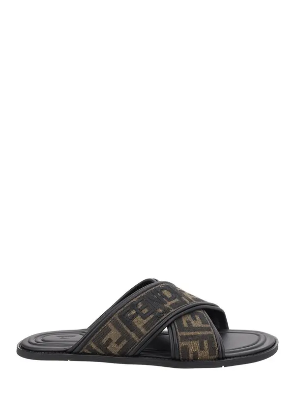 Fendi Slides With Logo - Brown