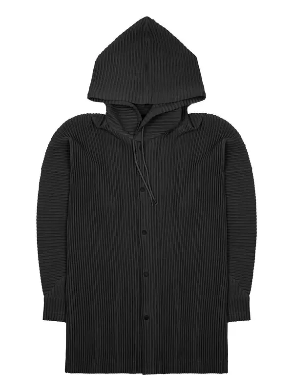 Issey Miyake Pleated Buttoned Top - Black