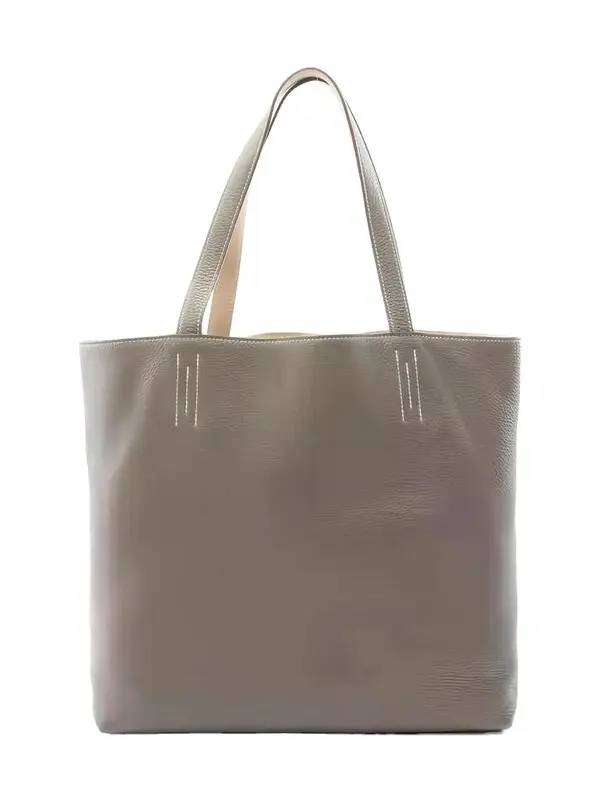 Hermès Double Sens 45 Grained Leather Tote - Grey