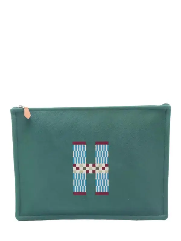 Hermès 2020s Flat H Natte Clutch - Green