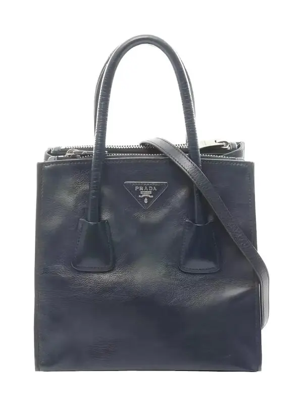 Prada 2000s Leather Tote Bag - Blue