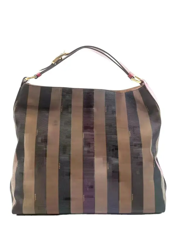 Fendi Pecan Striped Shoulder Bag - Black