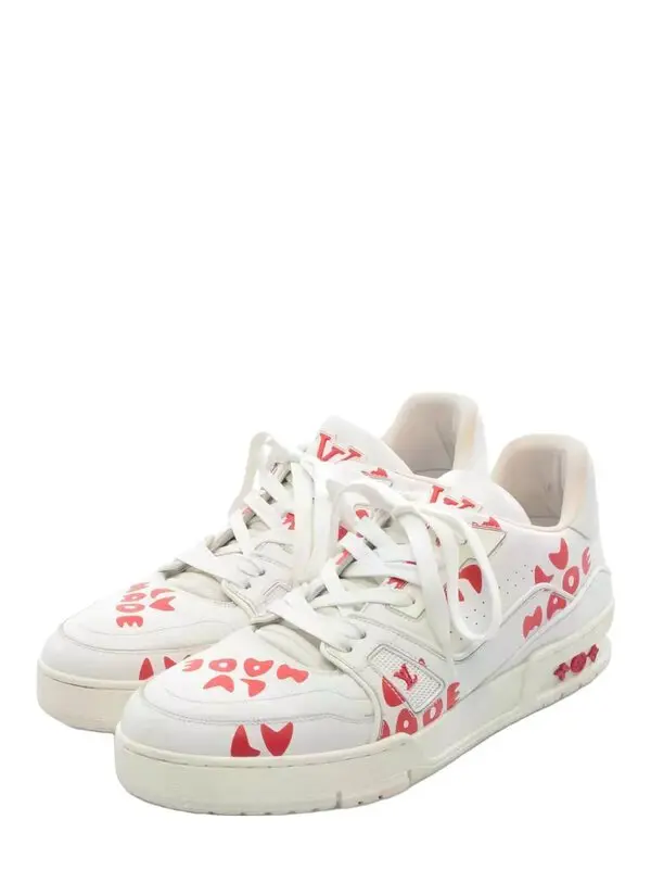 LOUIS VUITTON 2021 X Nigo Leather Sneakers - White