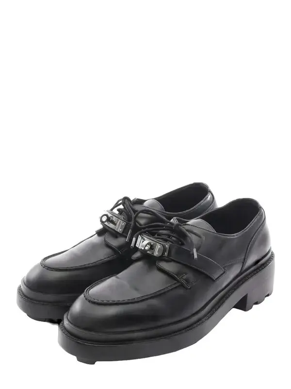 Hermès 2010s Kelly-buckle Leather Oxford Shoes - Black