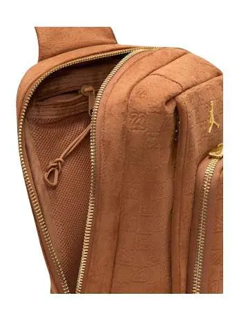 Nike Jordan Suede Monogram 3l Sling Bag - Cognac