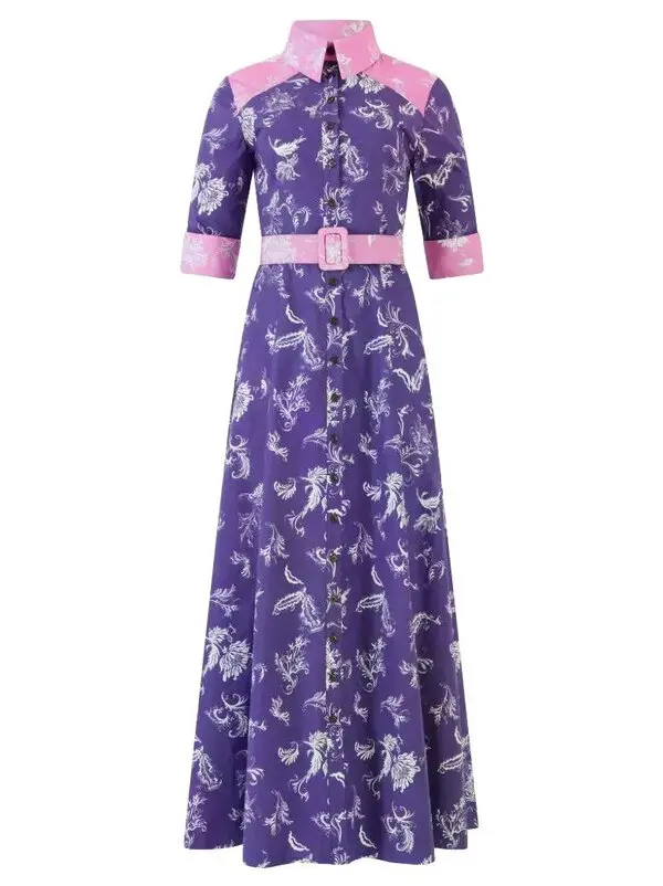 Rosie Assoulin Floral Print Maxi Dress - Purple