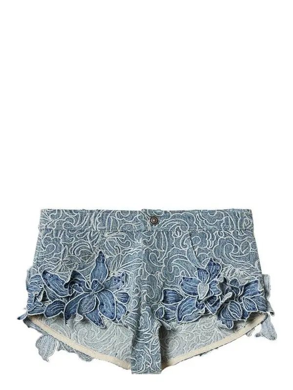 Isabel Marant Odessa Embroidered Denim Shorts - Blue