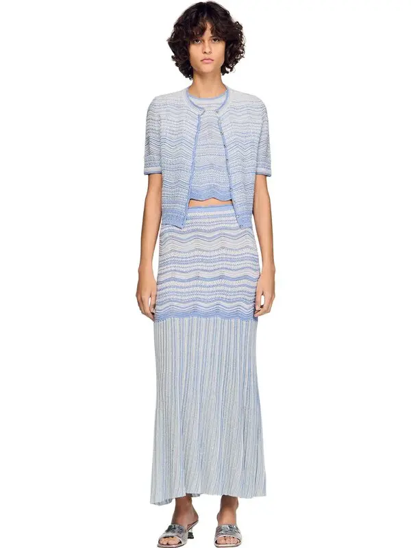 Sandro Maxi Decorative Knit Skirt - Sky Blue