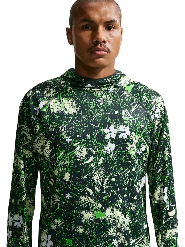 Nike Solar Chase" Dri-fit Uv Protection Hooded Trail Running Top - Green