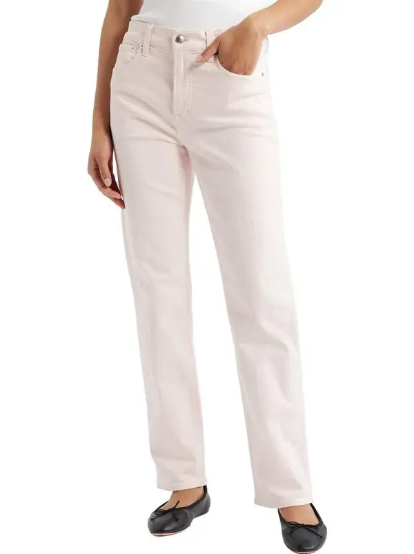 Madewell Longline Garment-dyed High-waist Straight-leg Jeans - Pale Pink