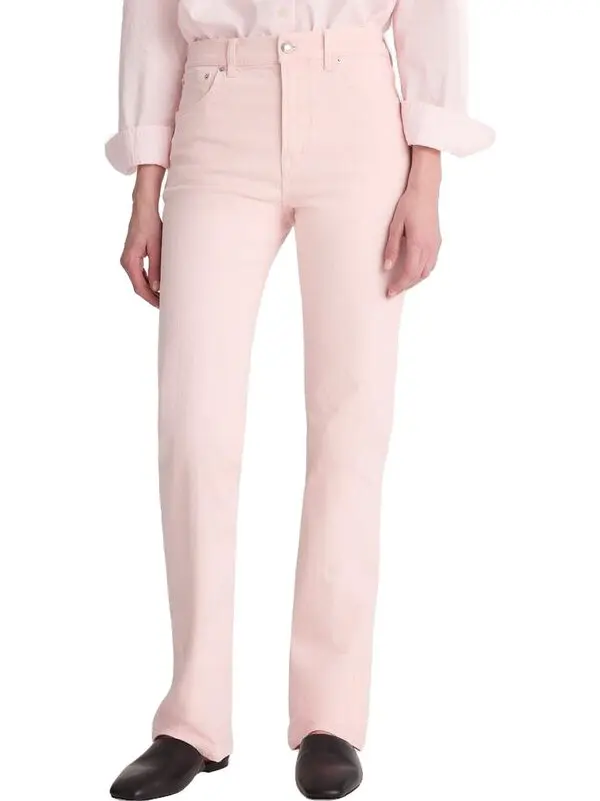 Madewell Longline Garment-dyed High-waist Straight-leg Jeans - Pale Pink