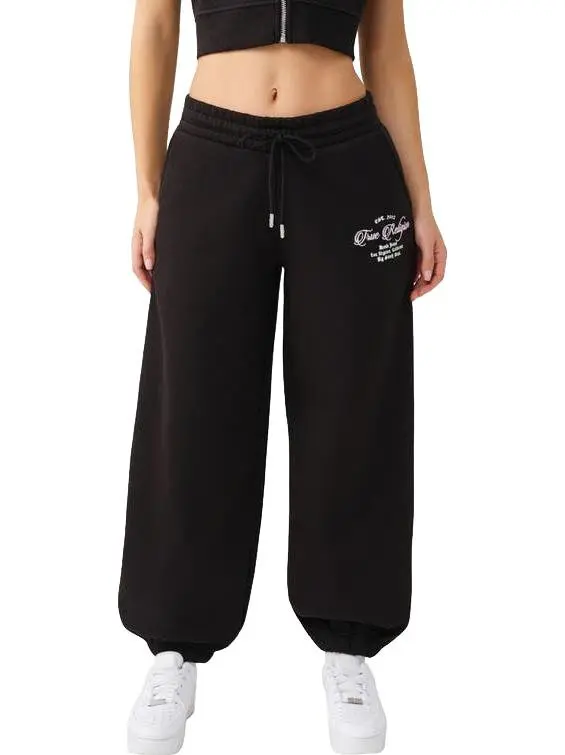 True Religion Crystal Embellished Baggy Joggers - Jet Black