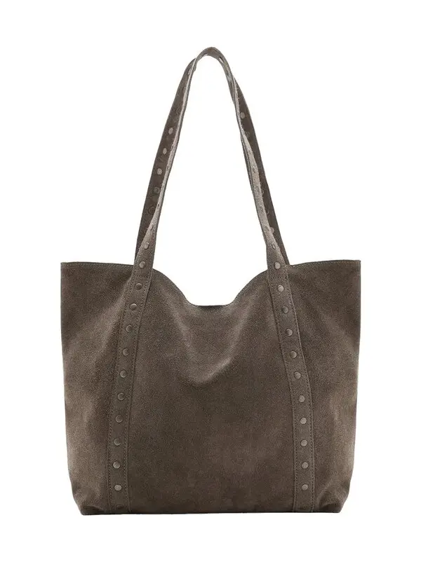 Mango Suede Tote - Grey