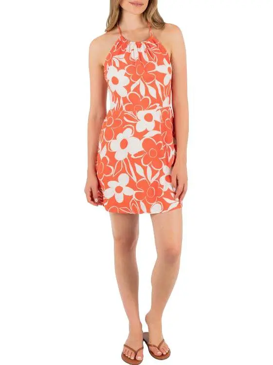 Hurley Floral Halter Minidress - Terracotta
