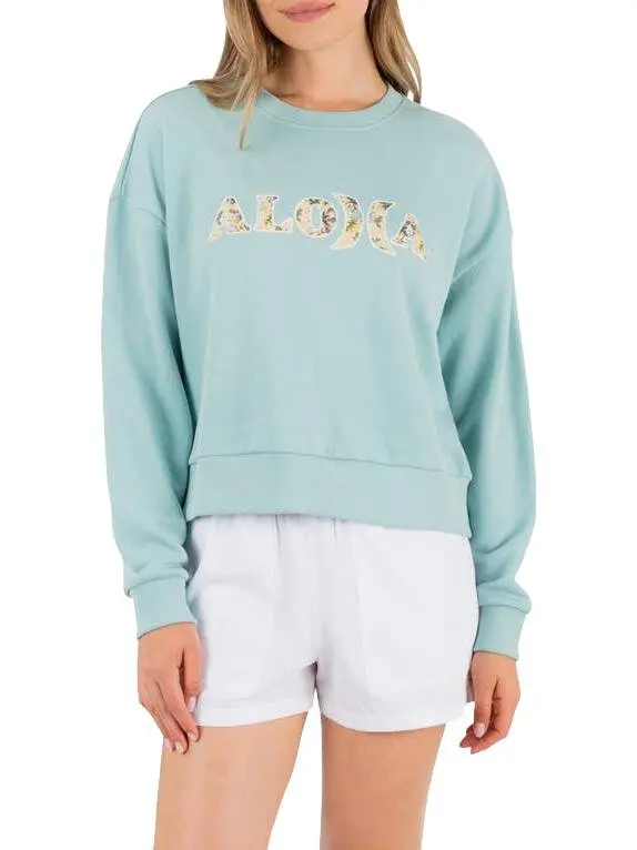 Hurley Hello Aloha Oversized Relaxed Sweatshirt - Canal Blue