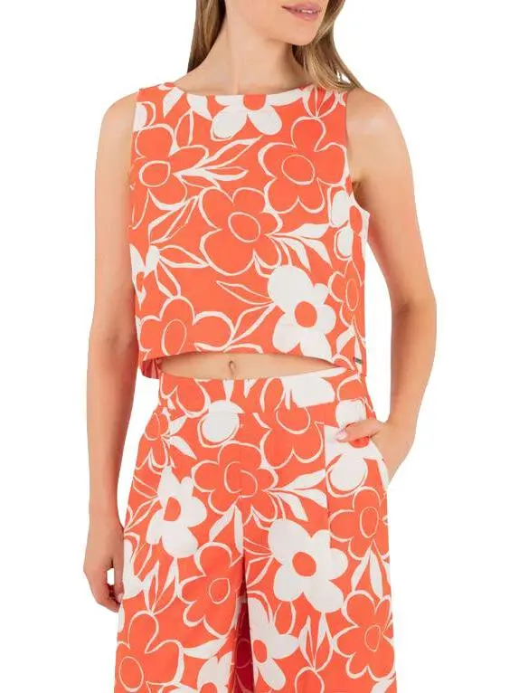 Hurley Daisy Floral Crop Tank - Terracotta