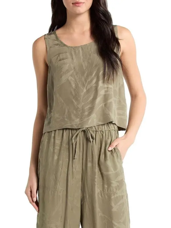 Splendid Maven Jacquard Crop Tank - Soft Green