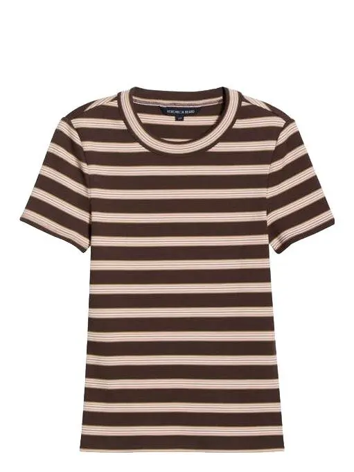 Veronica Beard Pruitt Stripe Rib T-shirt - Brown Stripe