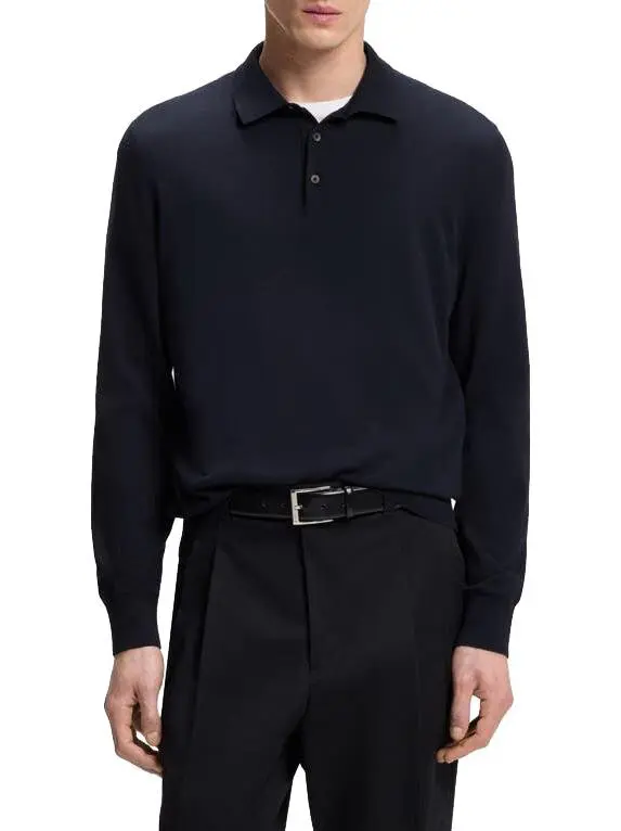 BOSS Gemello Cotton Polo Sweater - Dark Blue