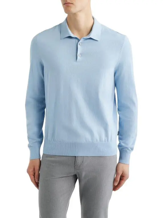 BOSS Gemello Cotton Polo Sweater - Light/pastel Blue