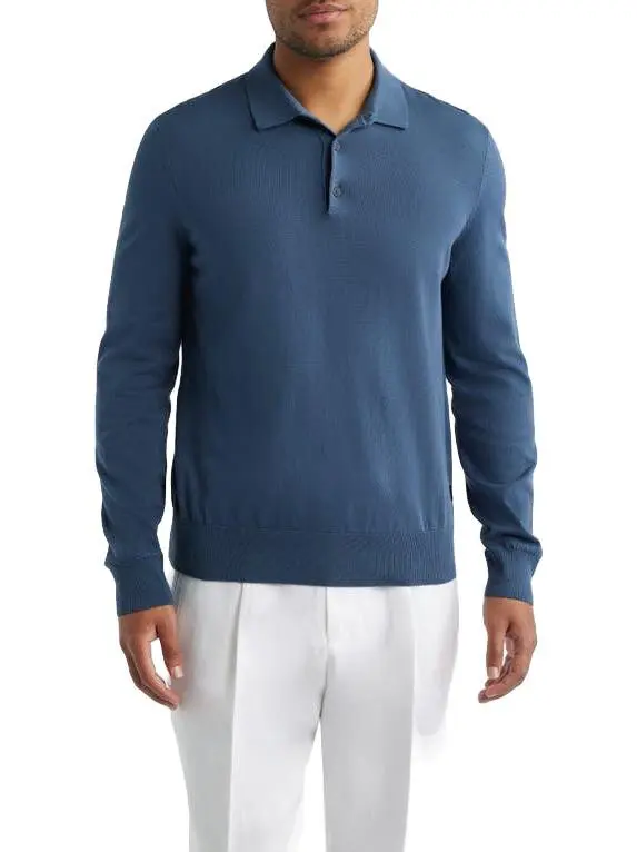 BOSS Gemello Cotton Polo Sweater - Open Blue