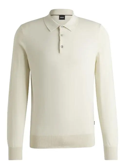 BOSS Gemello Cotton Polo Sweater - Open White