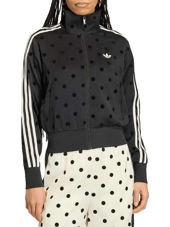 ADIDAS ORIGINALS Firebird Polka Dot Satin Track Jacket - Black