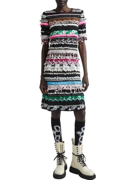 CHOPOVA LOWENA Starbrites Embellished Jersey Dress - Black Multi