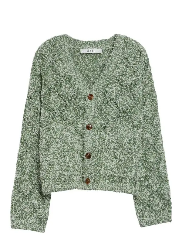 Séfr Abain Wool & Mohair Blend Bouclé Cardigan - Zoysia Field