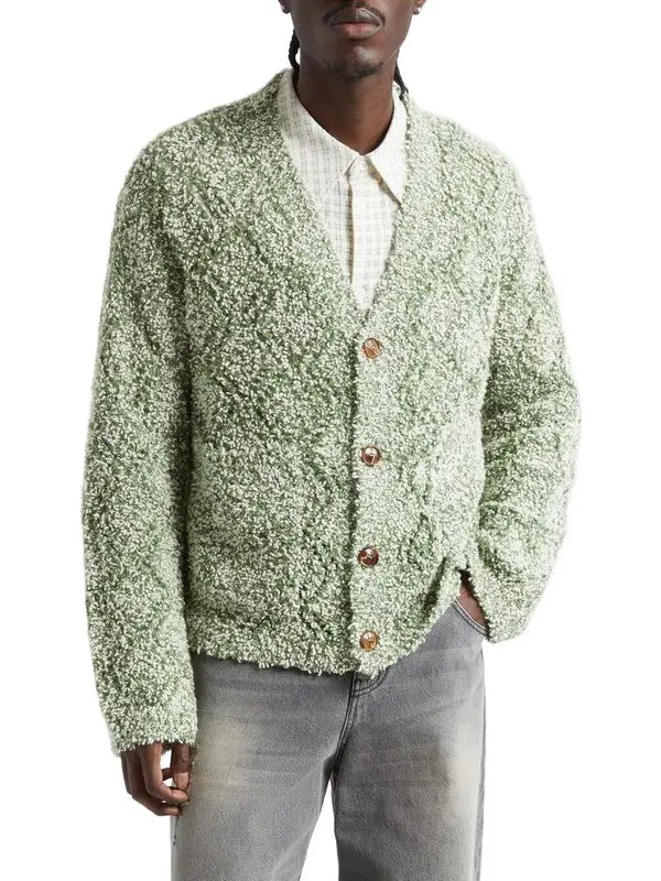 Séfr Abain Wool & Mohair Blend Bouclé Cardigan - Zoysia Field