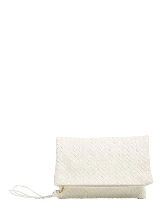 Bottega Veneta Intrecciato Leather Pouch Clutch - Alabaster-brass