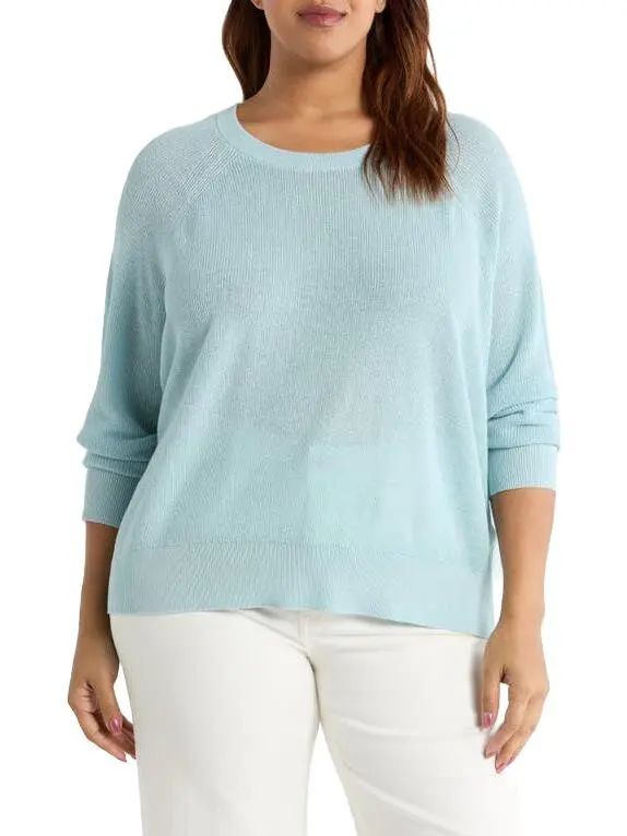 Eileen Fisher Organic Linen & Cotton Blend Crewneck Sweater - Breeze