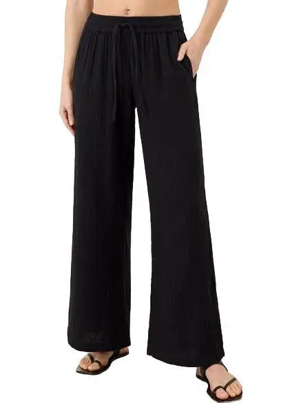 PACT Organic Cotton Coastal Double Gauze Pants - Jet Black