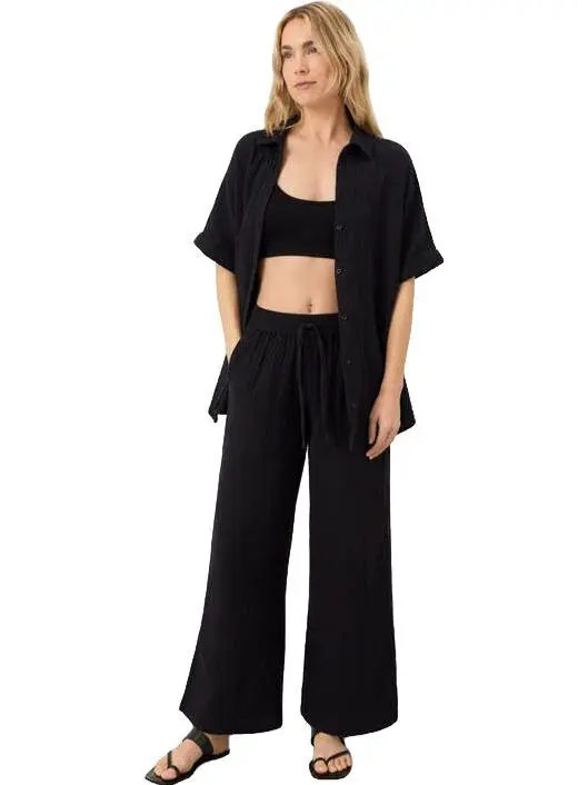PACT Organic Cotton Coastal Double Gauze Pants - Jet Black