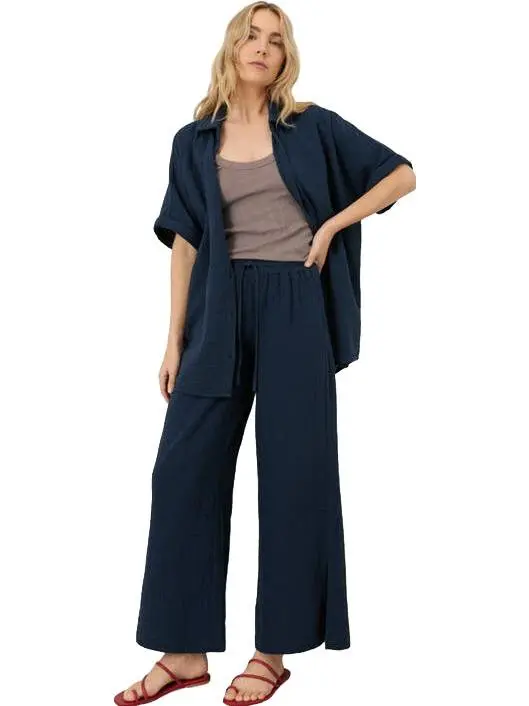 PACT Organic Cotton Coastal Double Gauze Pants - Navy
