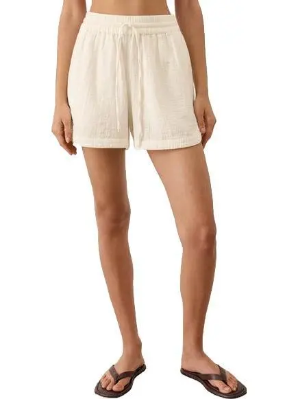 PACT Organic Cotton Coastal Double Gauze Shorts - Cream