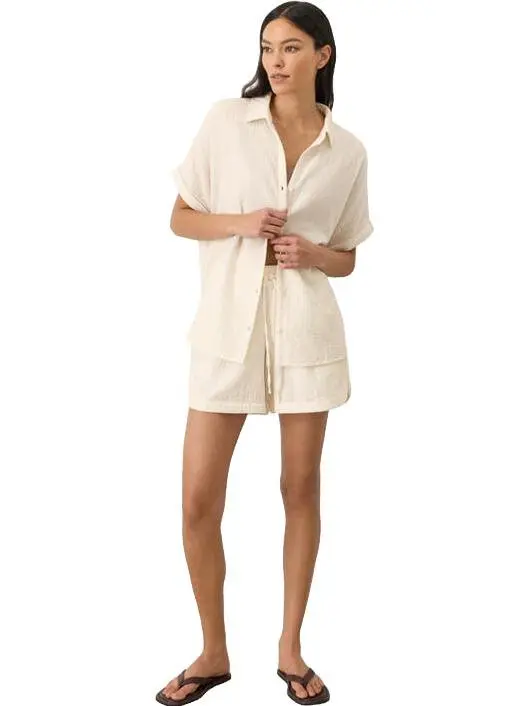 PACT Organic Cotton Coastal Double Gauze Shorts - Cream