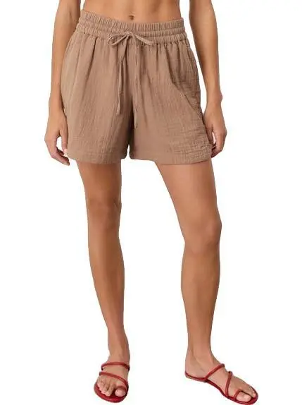 PACT Organic Cotton Coastal Double Gauze Shorts - Driftwood Brown