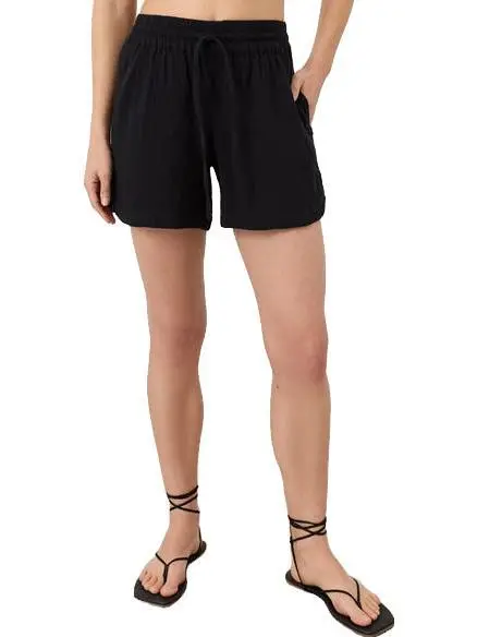 PACT Organic Cotton Coastal Double Gauze Shorts - Jet Black
