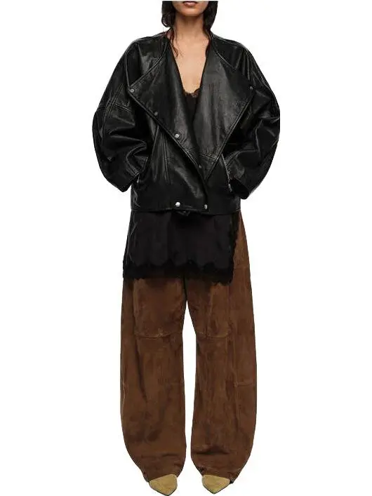Bimba Y Lola Leather Double-breasted Jacket - Black