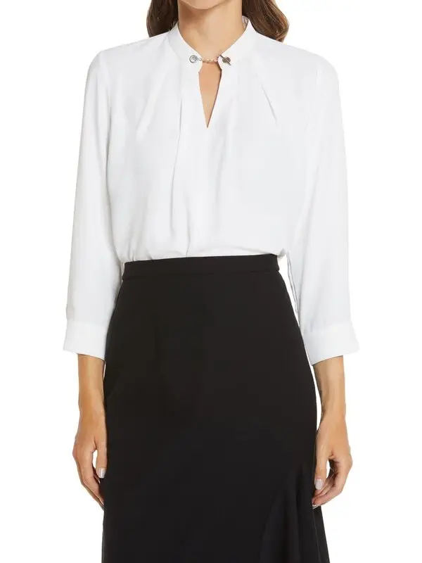 Ming Wang Chain Neck Blouse - White