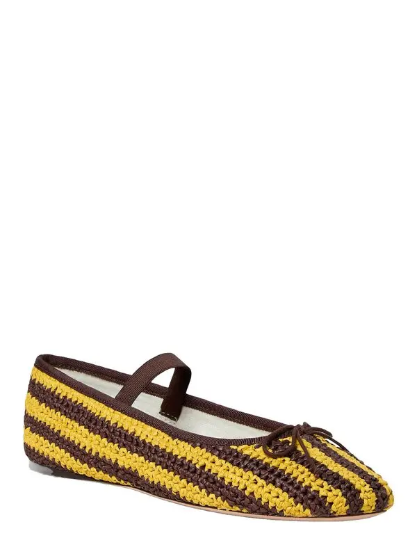 LOEFFLER RANDALL Leonie Mary Jane Ballet Flat - Yellow/brown Stripe